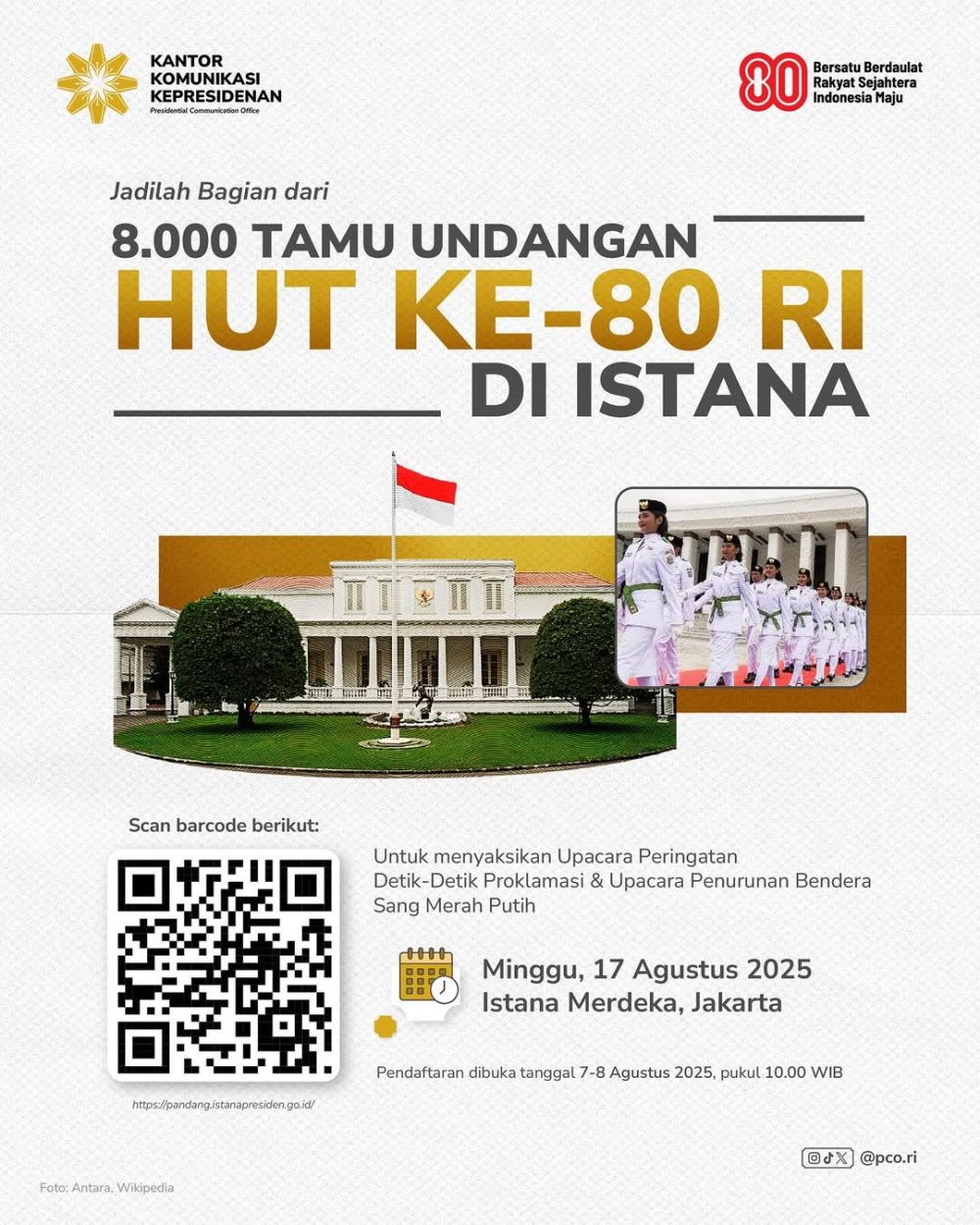 Berita | Pendaftaran 8.000 Tamu Undangan HUT Ke-80 RI di Istana Merdeka ...